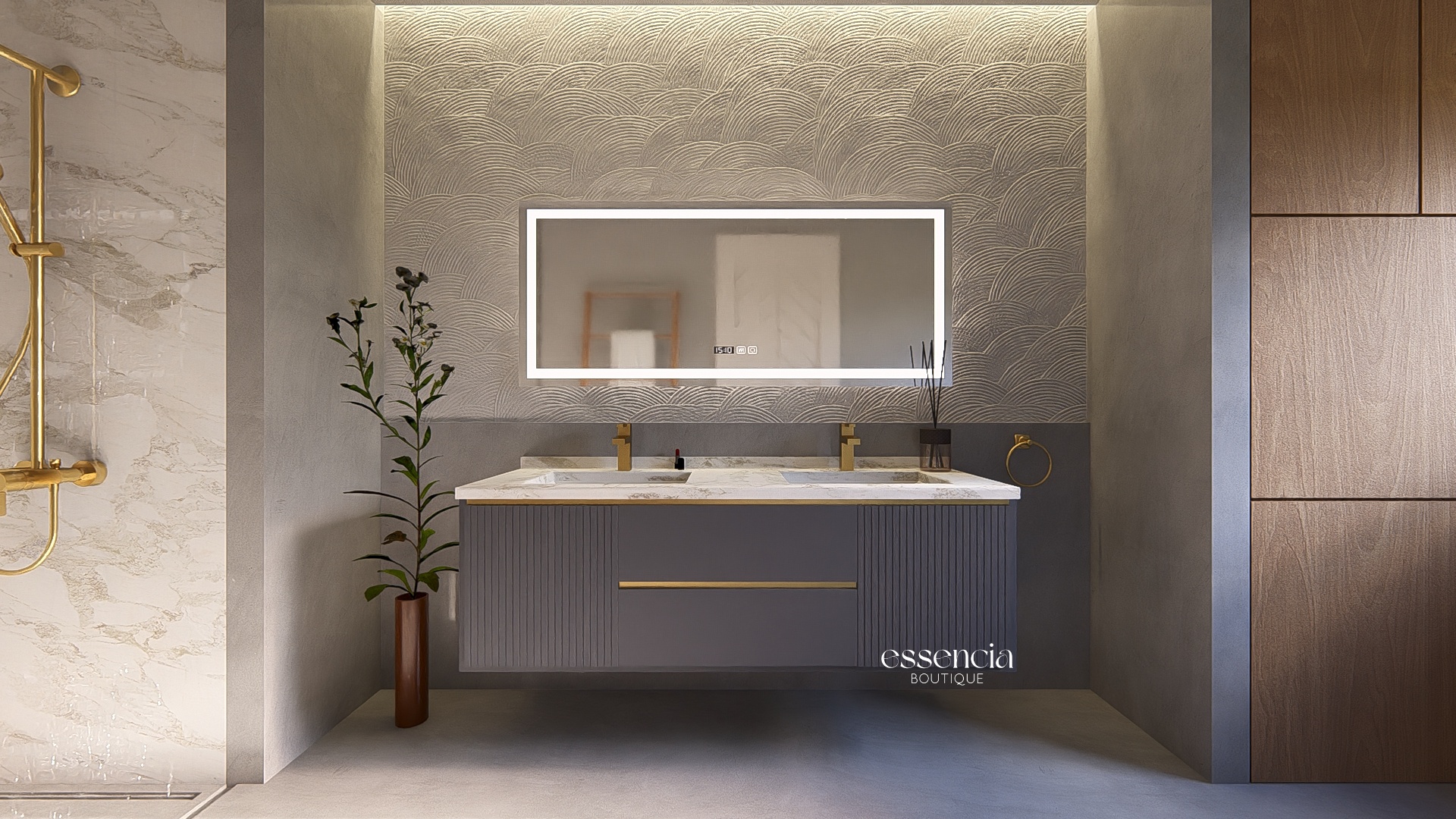 60" Wall Mount Bathroom Vanity with Double Sinks - Essencia Boutique ...